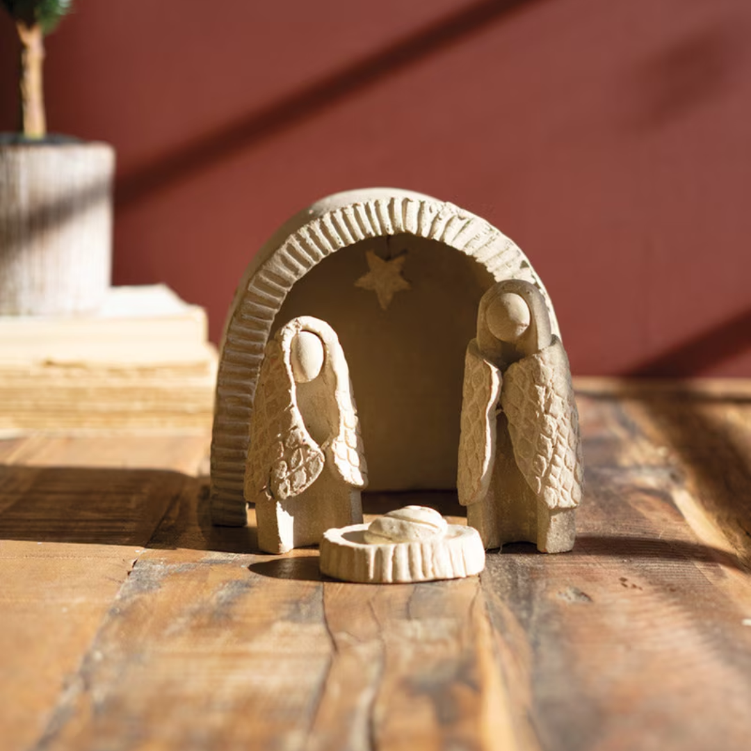 Grey Wash Clay Nativity Set – Daydream Abode